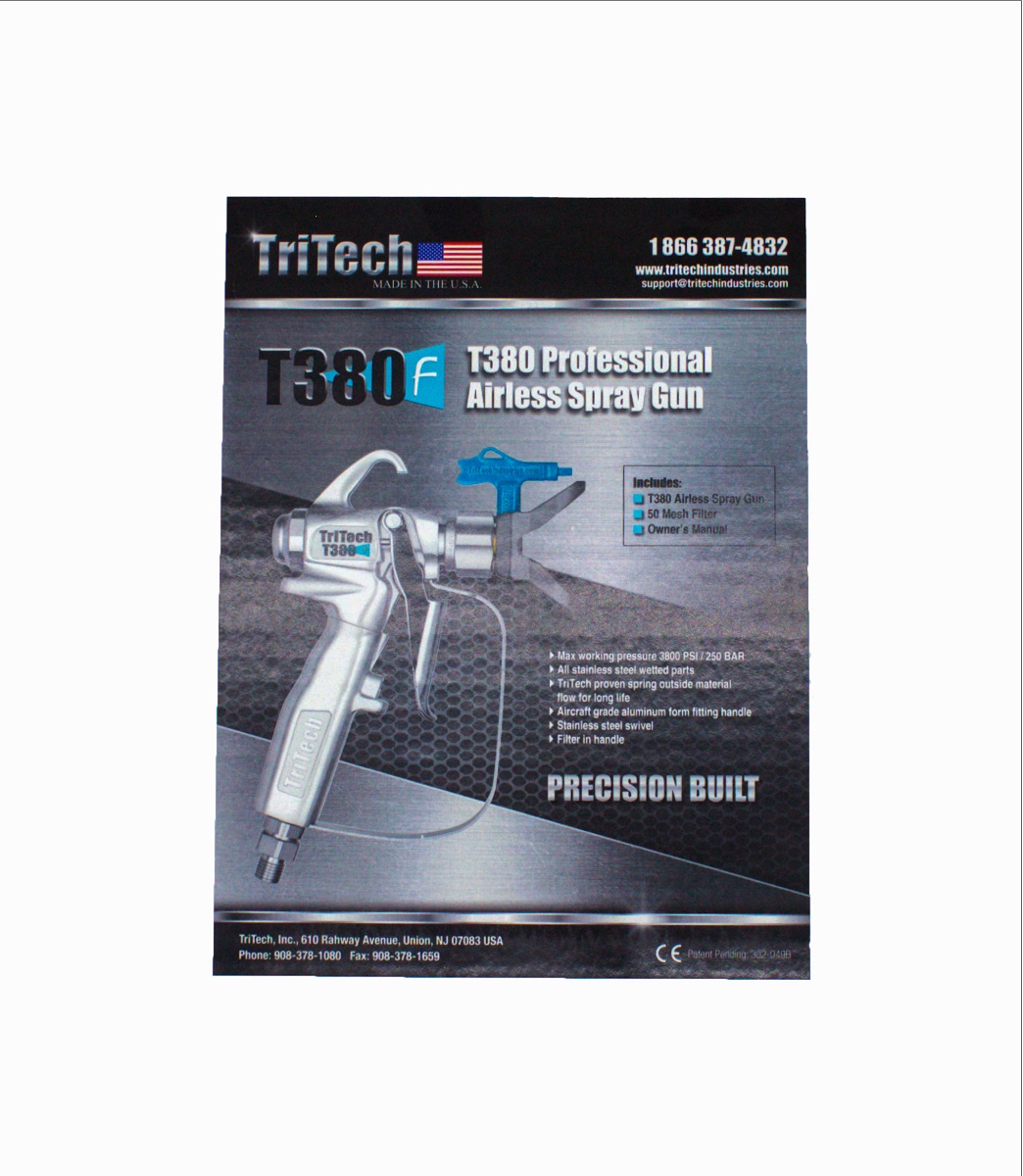 TRITECH T- 380 TWO FINGER AIRLESS SPRAY GUN - Timberlane Finish ...